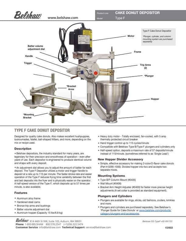 Belshaw Type F Cake Donut Depositor without Hopper | Donut-Equipment.com